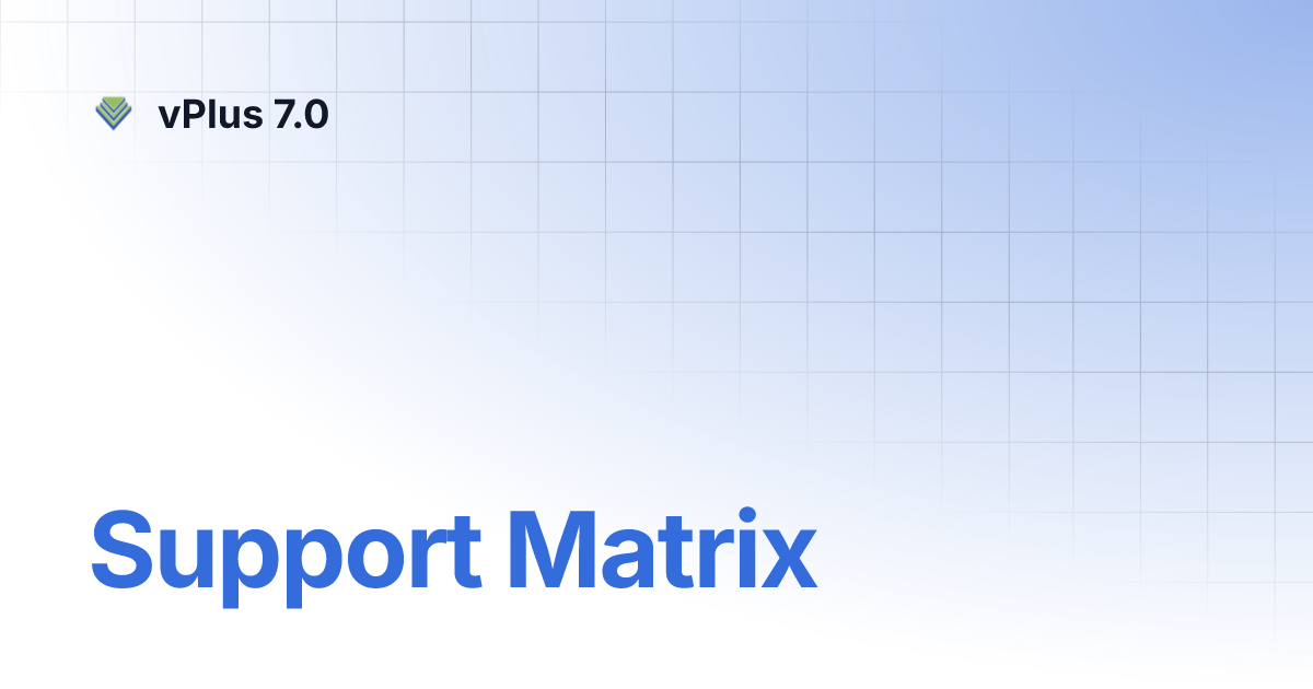 Support Matrix | vPlus 7.0